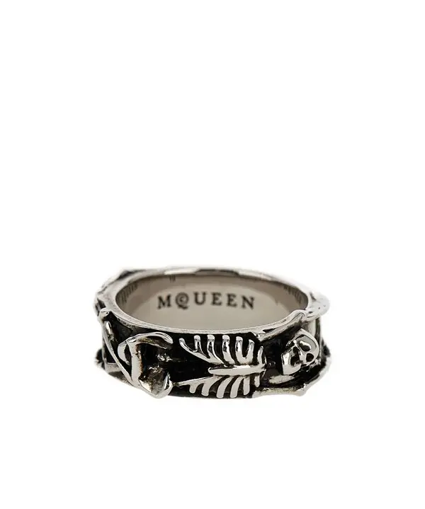 Alexander McQueen Dancing Skeleton Engraved Ring