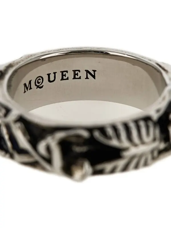 Alexander McQueen Dancing Skeleton Engraved Ring