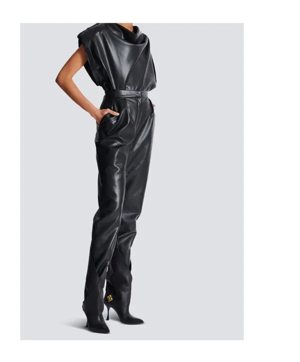 Balmain High-waisted Faux Leather Trousers