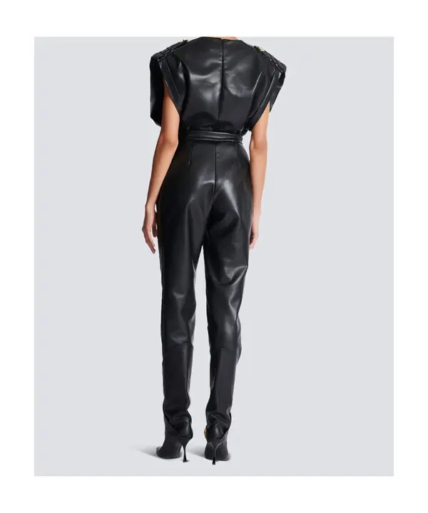 Balmain High-waisted Faux Leather Trousers