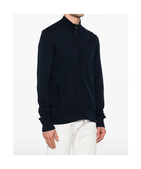 Michael Kors Zip-up High Neck Cardigan - Navy