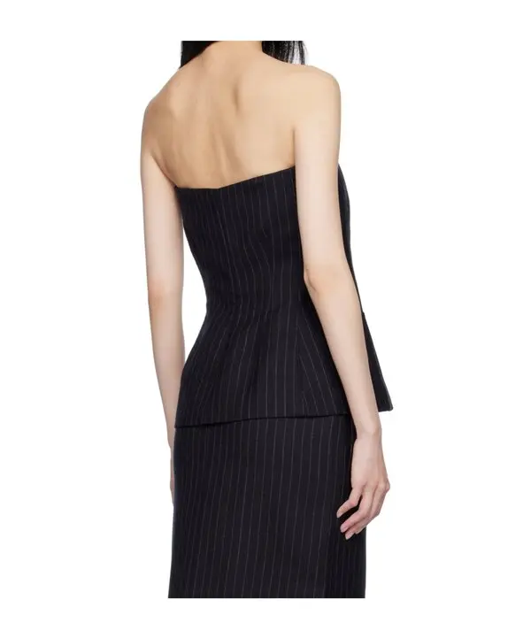 Co Navy Pinstripe Bustier Top