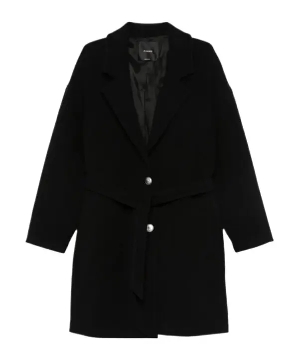 Pinko Belted Button-fastening Coat - Black
