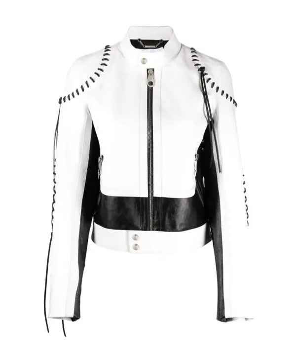 Chloé Whipstitch Detailing Leather Jacket - White