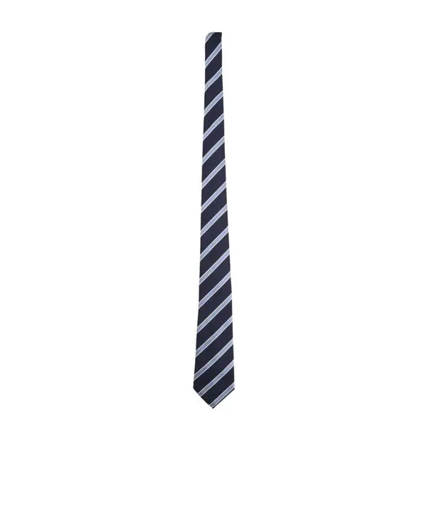 Giorgio Armani Logo Patch Striped Neck Tie - Black