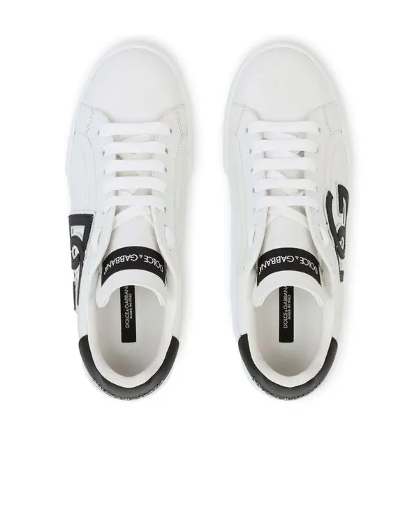 Dolce & Gabbana Portofino Logo Patch Lace-up Sneakers - White