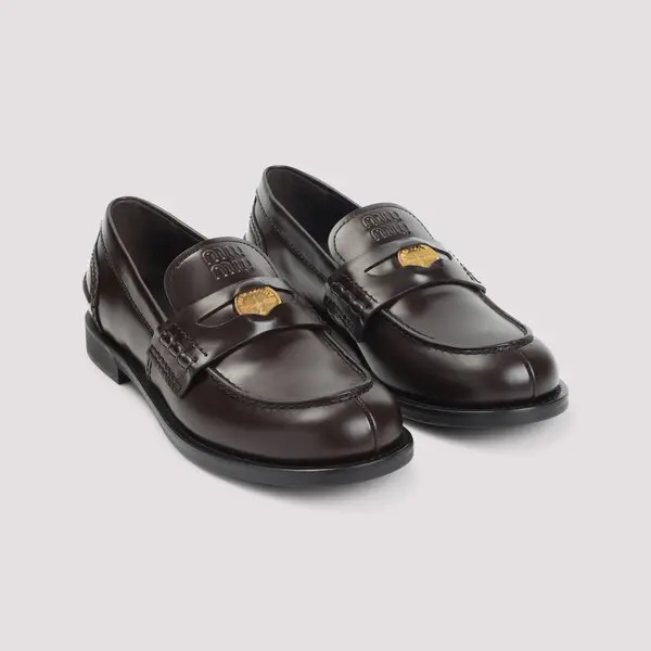 Miu Miu Leather Penny Loafers - Moro