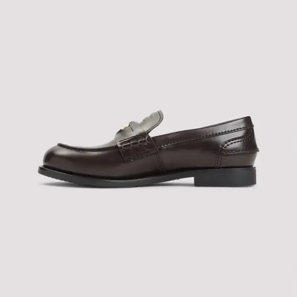 Miu Miu Leather Penny Loafers - Moro