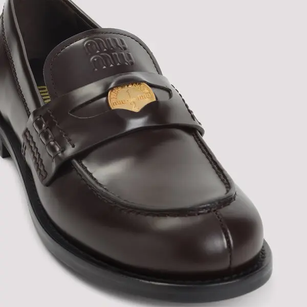 Miu Miu Leather Penny Loafers - Moro