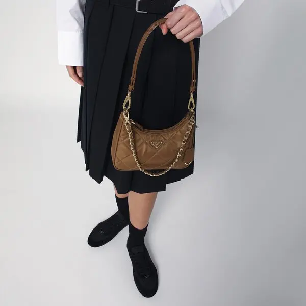 Prada Re-edition Quilted Zipped Shoulder Bag - Brown