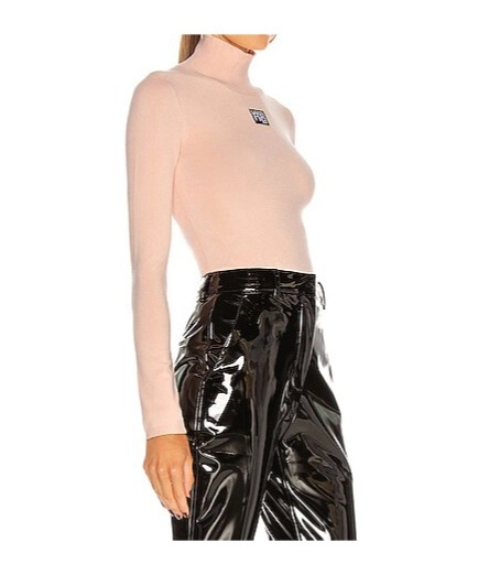 Alexander Wang Fitted Turtleneck Jumper With Chest Logo - Pink