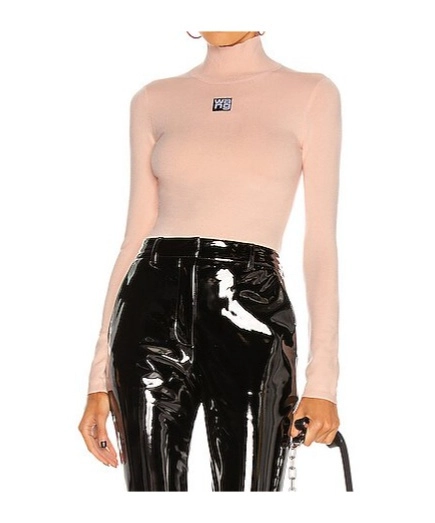 Alexander Wang Fitted Turtleneck Jumper With Chest Logo - Pink