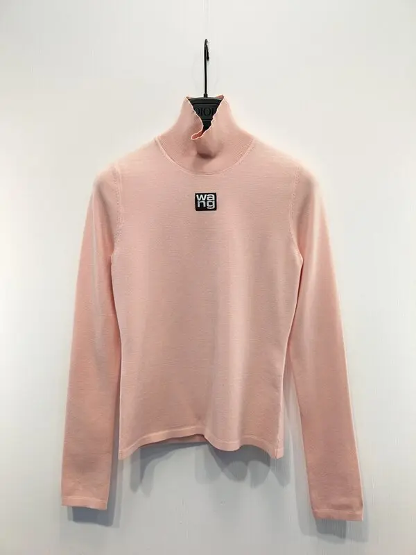 Alexander Wang Fitted Turtleneck Jumper With Chest Logo - Pink