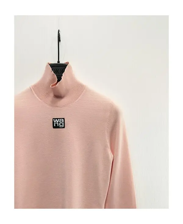 Alexander Wang Fitted Turtleneck Jumper With Chest Logo - Pink