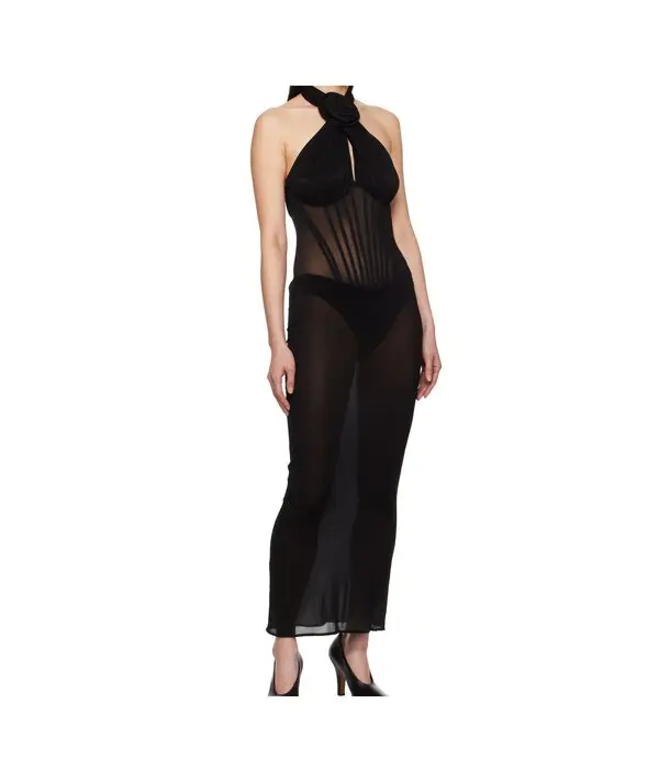 Magda Butrym Sheer Halter Bustier Midi Dress
