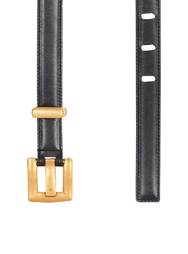 Balmain Engraved Buckle Leather Belt