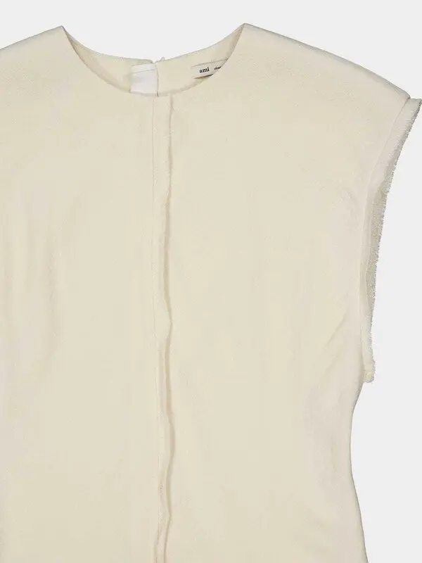 AMI Paris Raw-edge Sleeveless Midi Dress - Ivory
