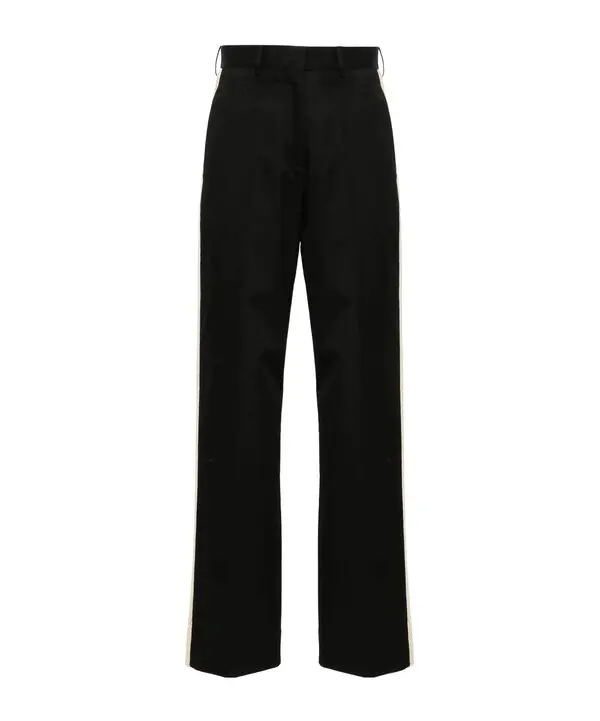 Palm Angels Cotton Trousers With Belt Loops And Pleats - Black