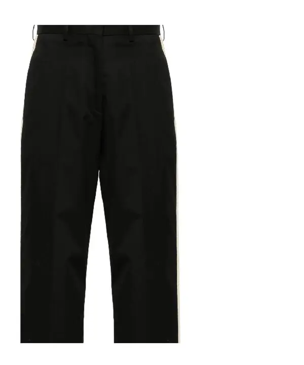 Palm Angels Cotton Trousers With Belt Loops And Pleats - Black