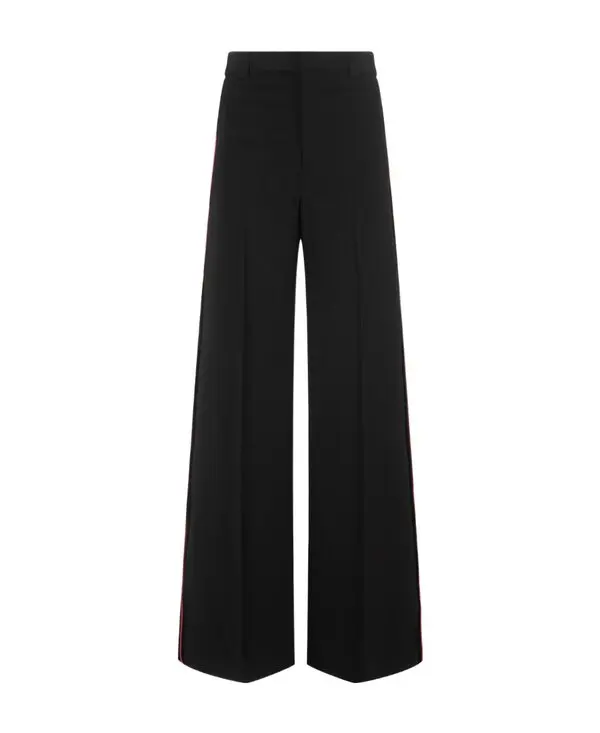 Red Valentino Logo Casual Pants With Ironing Pleats And Slit Bottom