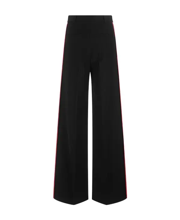Red Valentino Logo Casual Pants With Ironing Pleats And Slit Bottom