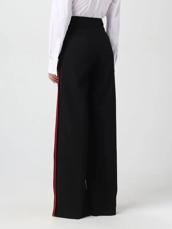 Red Valentino Logo Casual Pants With Ironing Pleats And Slit Bottom