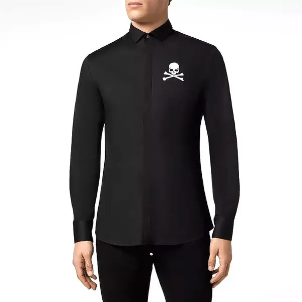 Philipp Plein Skull Logo Long-sleeved Shirt