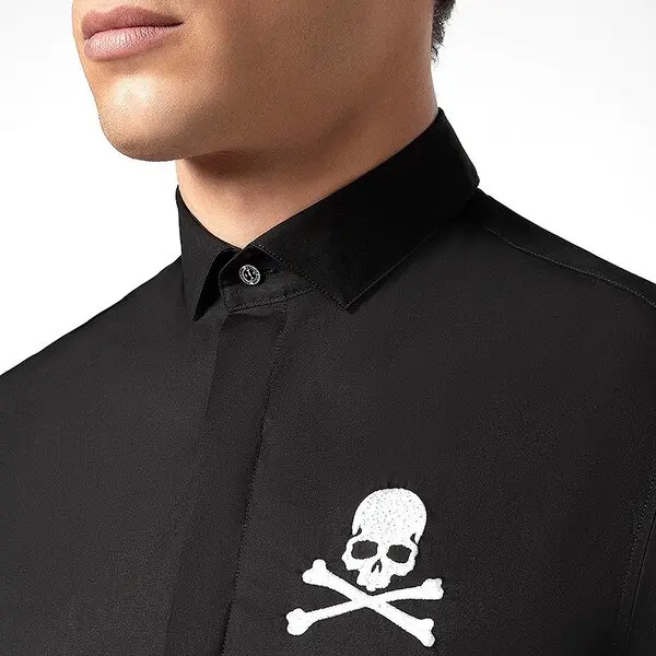 Philipp Plein Skull Logo Long-sleeved Shirt