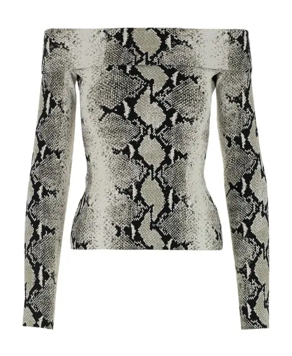 Khaite Off-shoulder Long-sleeved Top With Textured Pattern - Gray