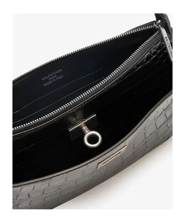 Balenciaga Rodeo Sling Embossed Shoulder Bag - Black