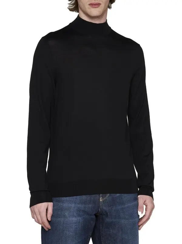 DRUMOHR Mock-neck Merino Wool Jumper - Black