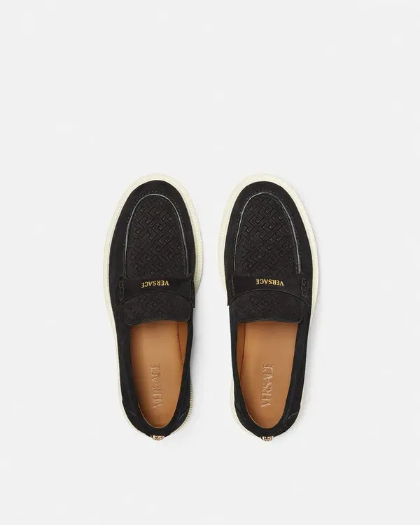 Versace Round Toe Slip-on Loafers