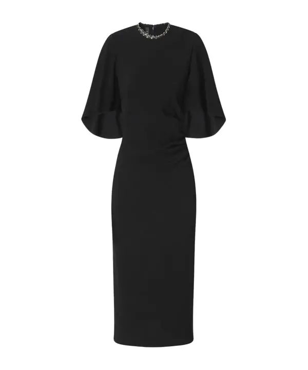Pinko Embellished Detail Midi Dress With Short Sleeves - Black