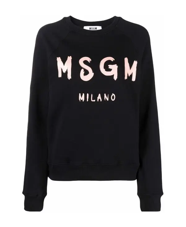 MSGM Crew Neck Logo Pullover - Black