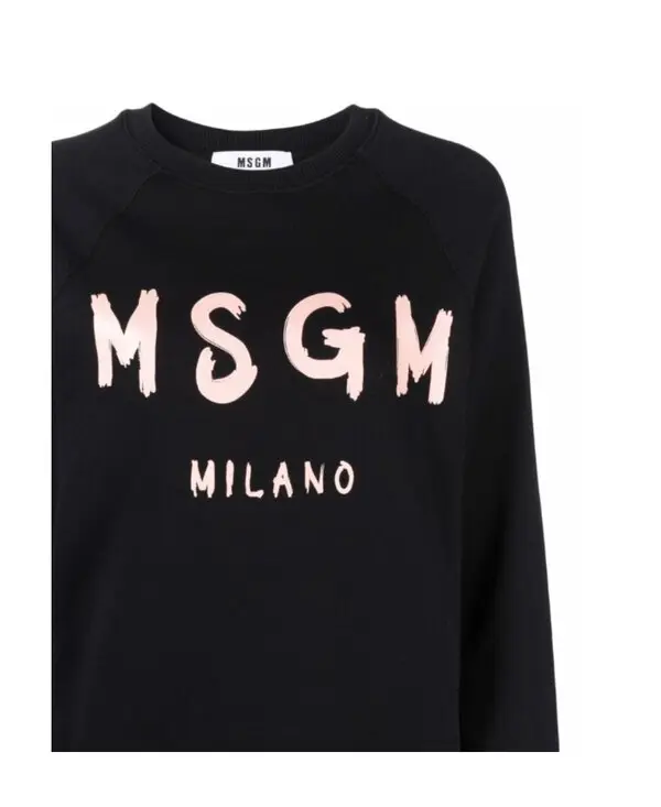 MSGM Crew Neck Logo Pullover - Black