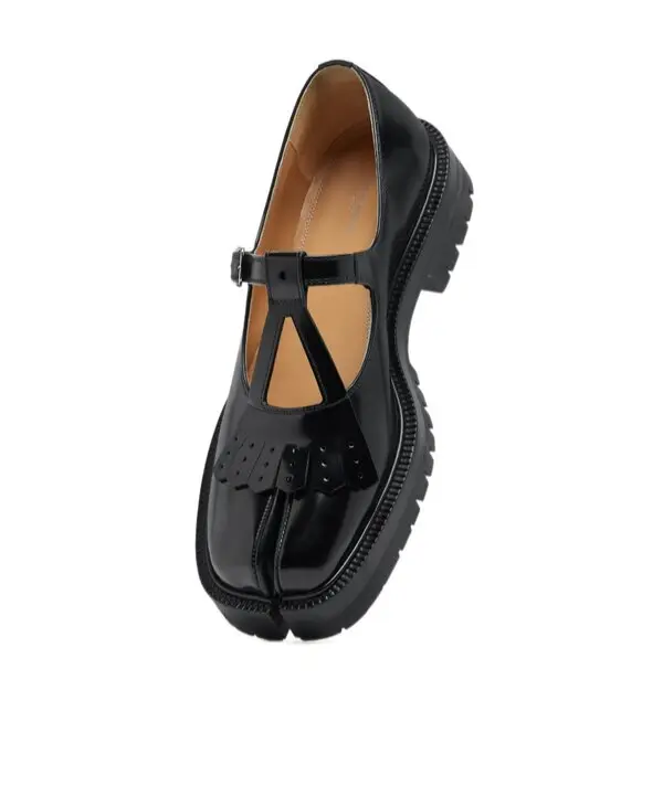 MAISON MARGIELA Tabi County Mary Jane Shoes With Buckled T-bar Strap And Fringe Detailing