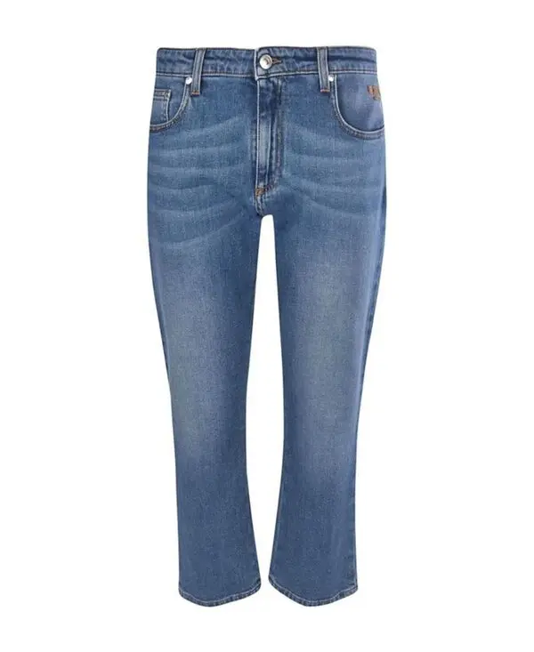 MSGM Logo Embroidered Crystal Embellished Jeans