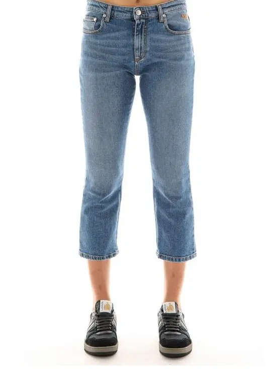 MSGM Logo Embroidered Crystal Embellished Jeans