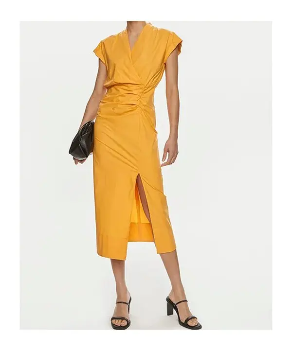 Marella Short Sleeve Midi Dress With Ruched Detailing