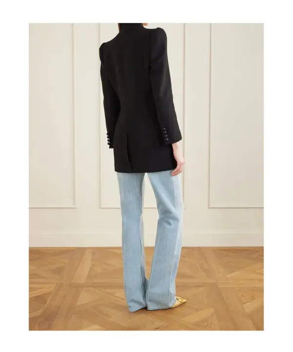 Valentino Garavani Wool Crepe V-neck Long-sleeved Jacket
