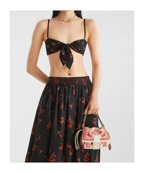 Fendi Coral Printed Bandeau Bikini Top