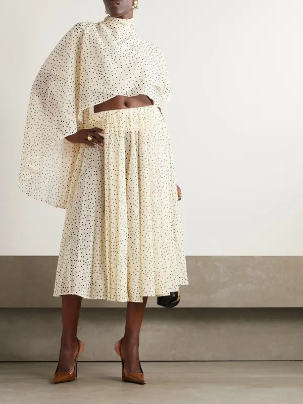 Magda Butrym Polka Dot Pleated Midi Skirt