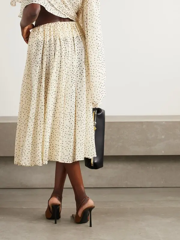 Magda Butrym Polka Dot Pleated Midi Skirt