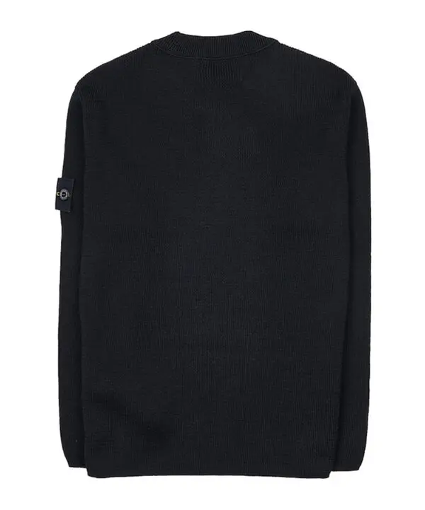 Stone Island Virgin Wool Jumper With Compass Patch - Black