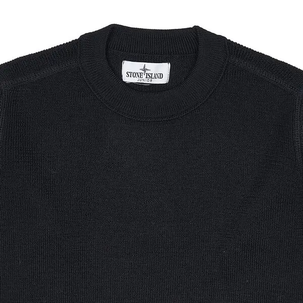 Stone Island Virgin Wool Jumper With Compass Patch - Black