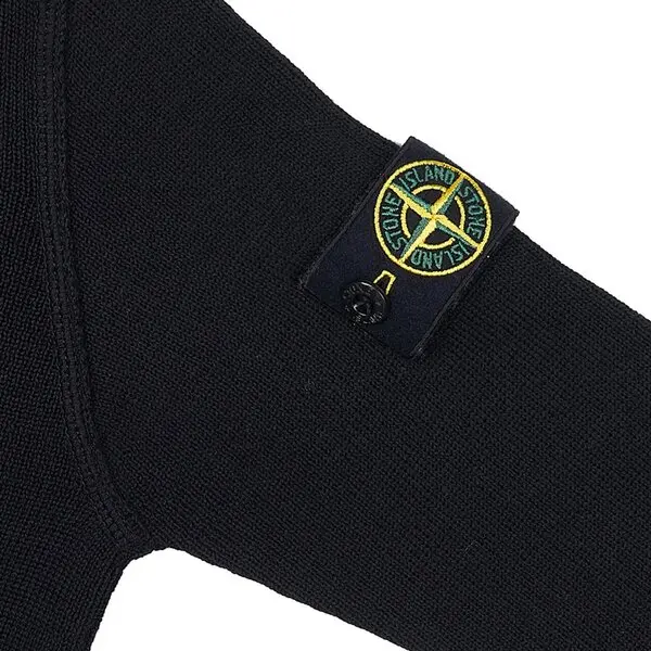 Stone Island Virgin Wool Jumper With Compass Patch - Black