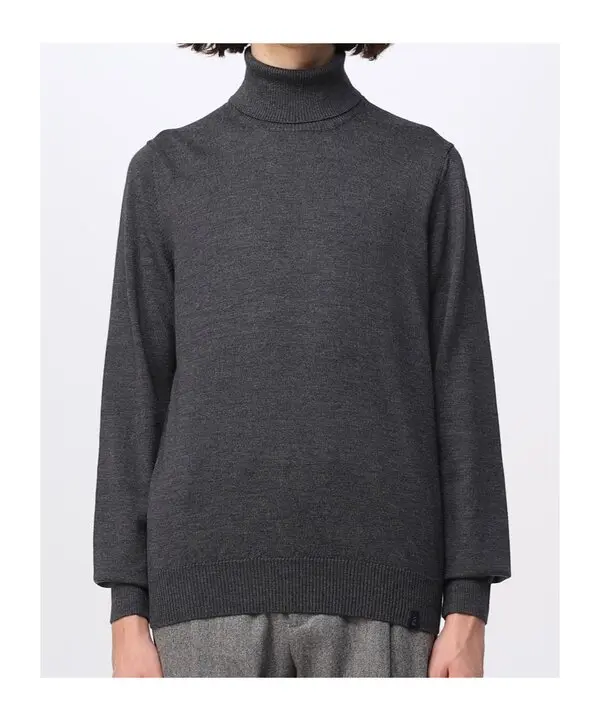 FAY Turtleneck Sweater With Ribbed Trim - Grey