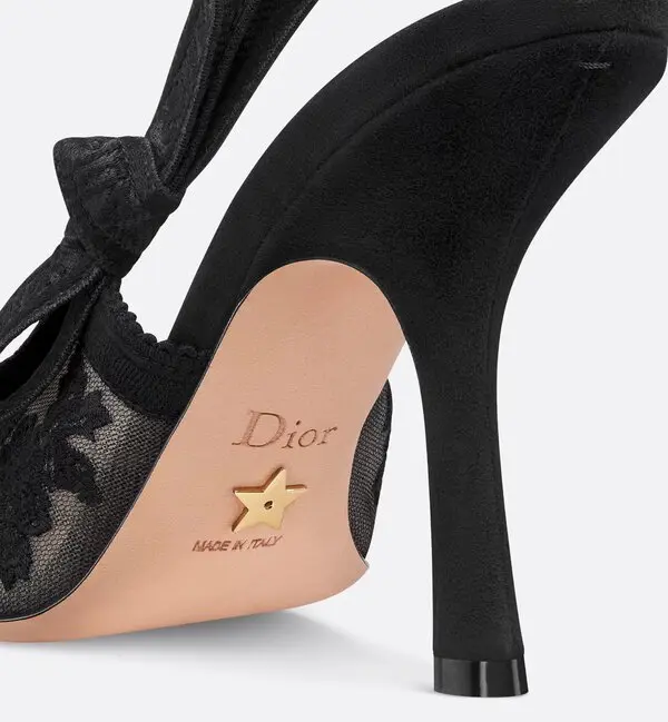 Dior Embroidered Slingback Pumps - Black