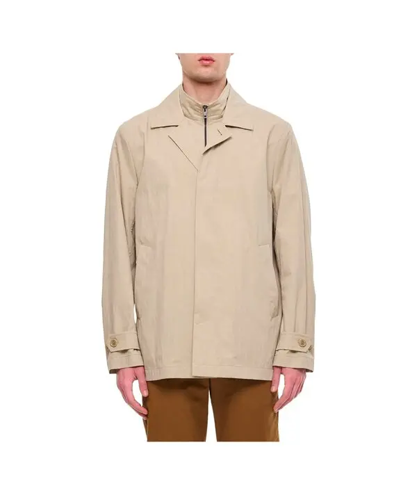 FAY Zip-up Buttoned Collar Jacket - Nude