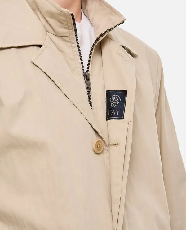 FAY Zip-up Buttoned Collar Jacket - Nude